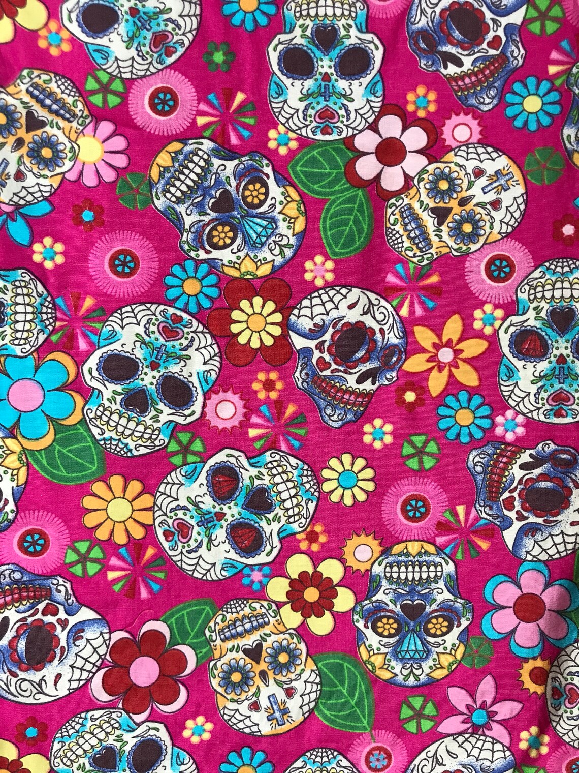 Pink Mexican Skull and Flowers Reversible Scarf - Etsy