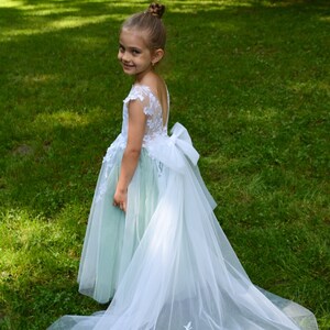 Dash Green Flower Girl Dress, Boho Style Flower Girl, Green Girl Gown ...