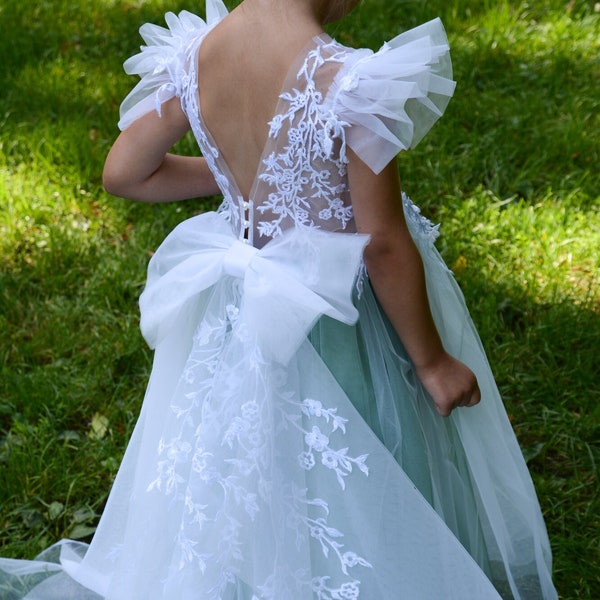 Green Flower Girl Dress - Etsy