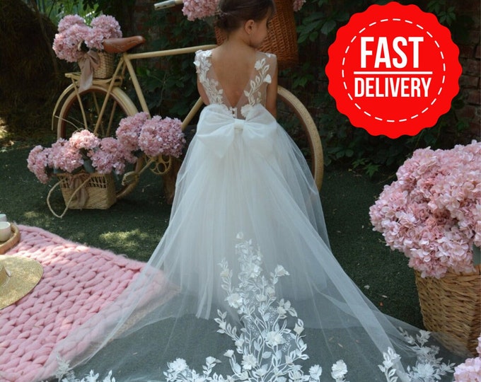 Black Flower Dress, Flower Girl Dress Black, Lace Girl Dress, Ball Gown ...