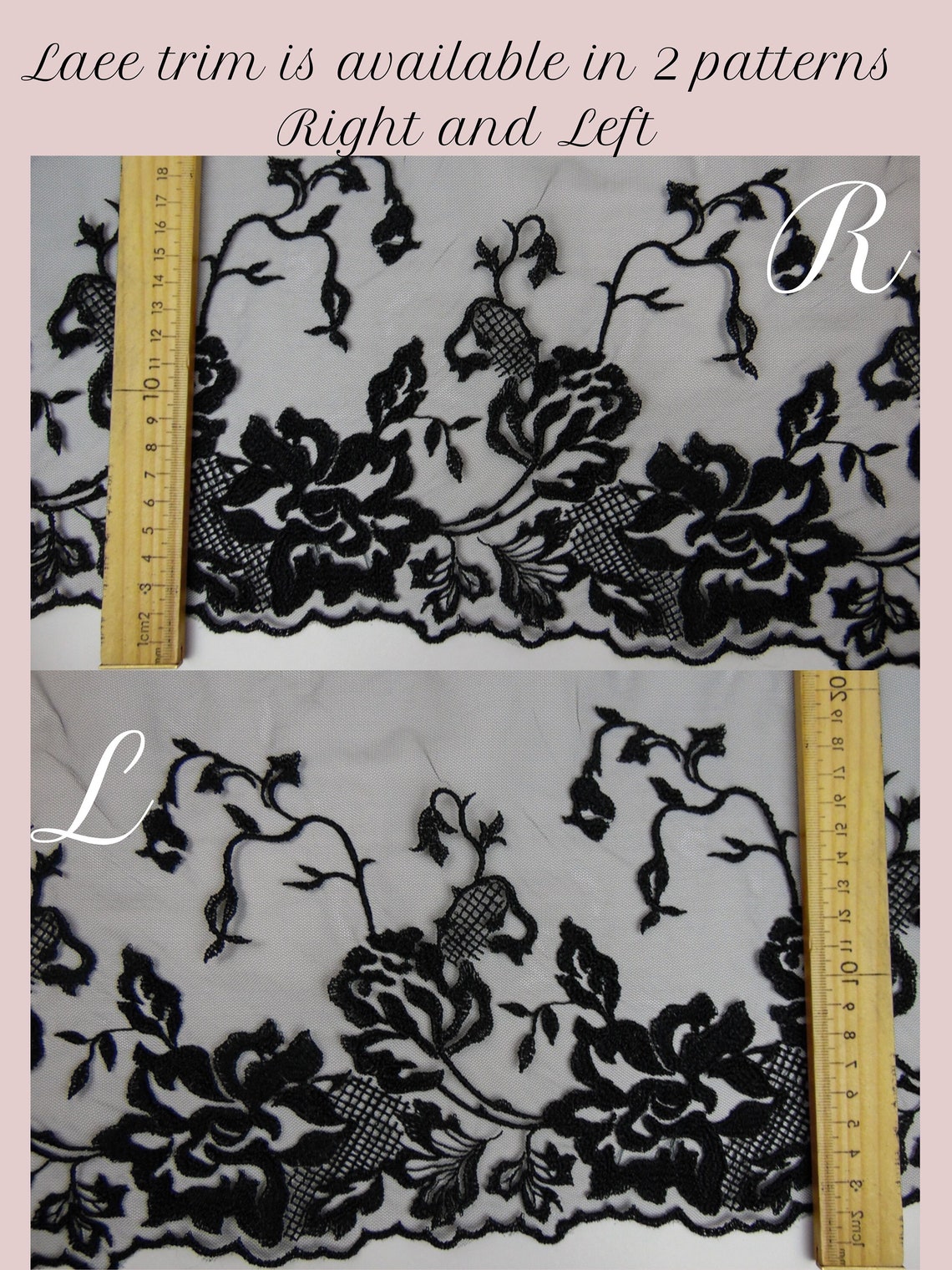 Lingerie lace trim black lace trim narrow lace trim | Etsy