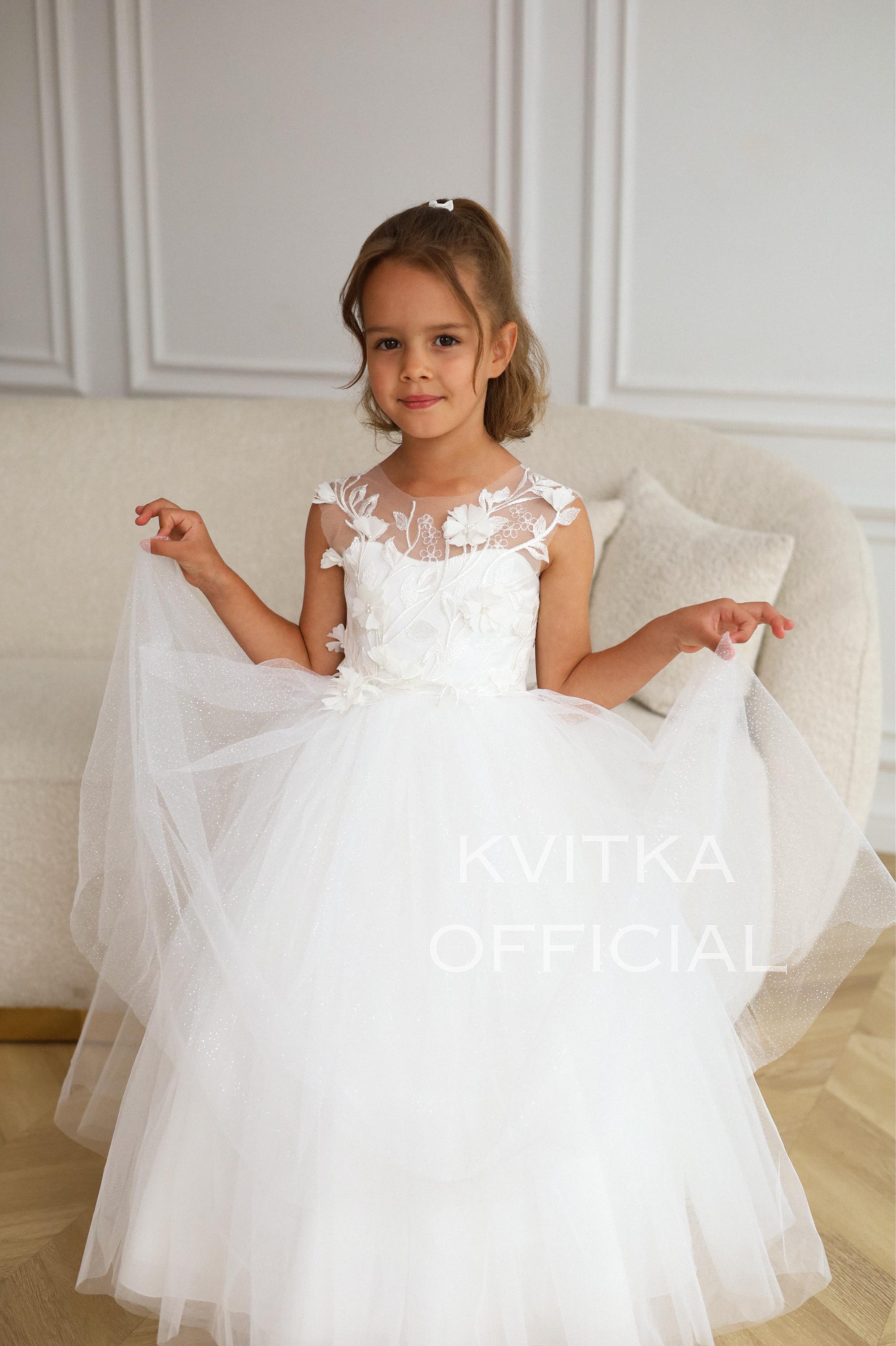 White Sparkling Flower Girl Dress, Birthday Girl Dress, Glitter Toddler ...