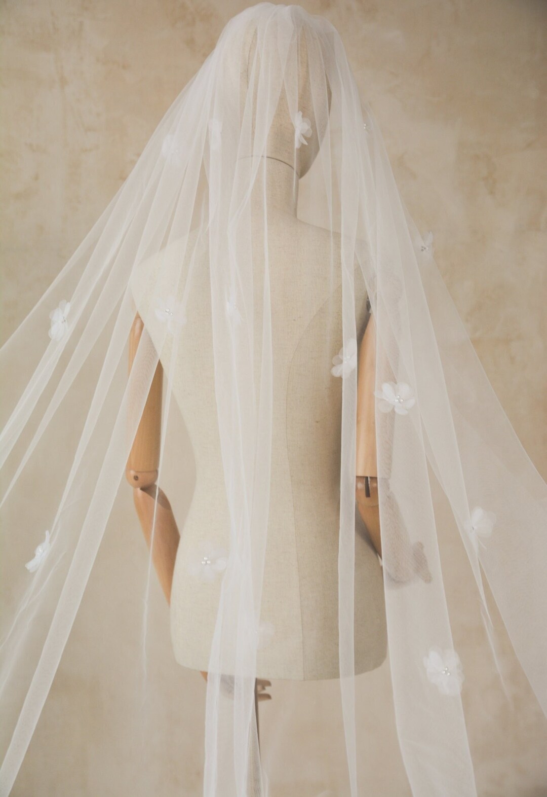 Cathedral Veil Bridal Veil, Wedding Veil With Flowers, Floral 3D ...
