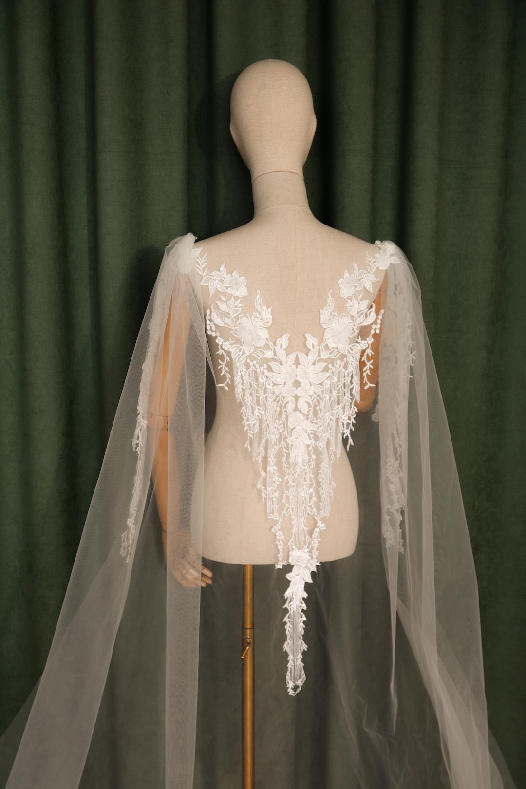 Veil Cape, Bridal Cape, Wedding Bridal Cape Veil Ivory Long Modern Veil ...