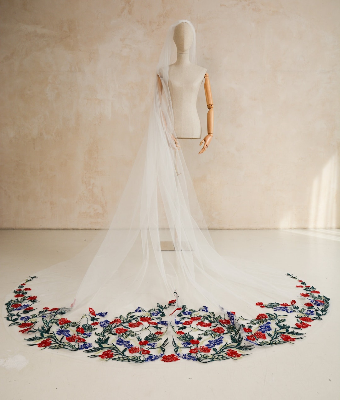 Colorful Flowers Wedding Veil, Custom 3D Colorful Veil , Sunset ...