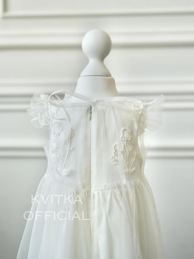Tulle Baptism Girl Dress With Butterflies, Christening Overall With ...