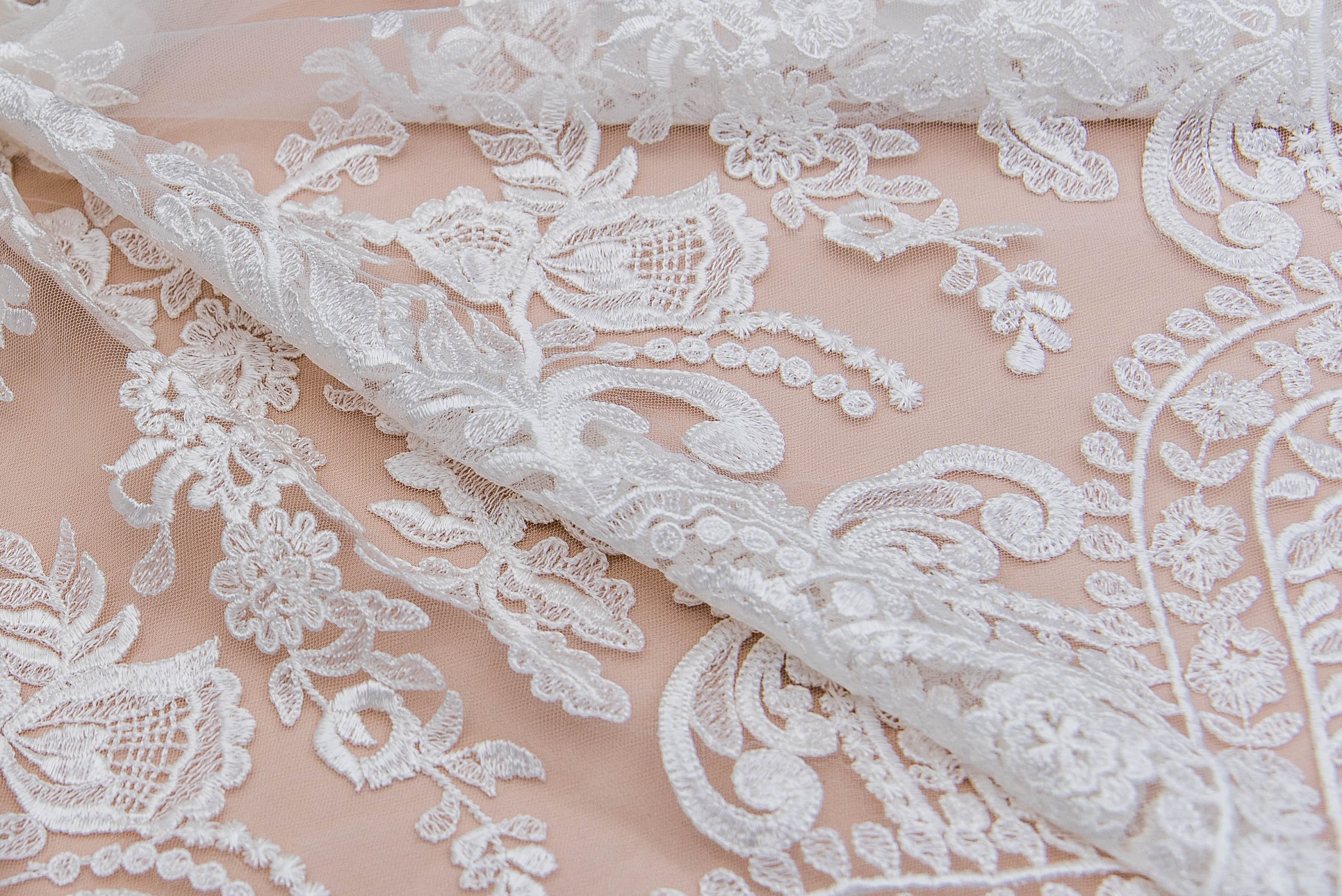 Tejido de encaje floral / tela del vestido de novia / encaje | Etsy