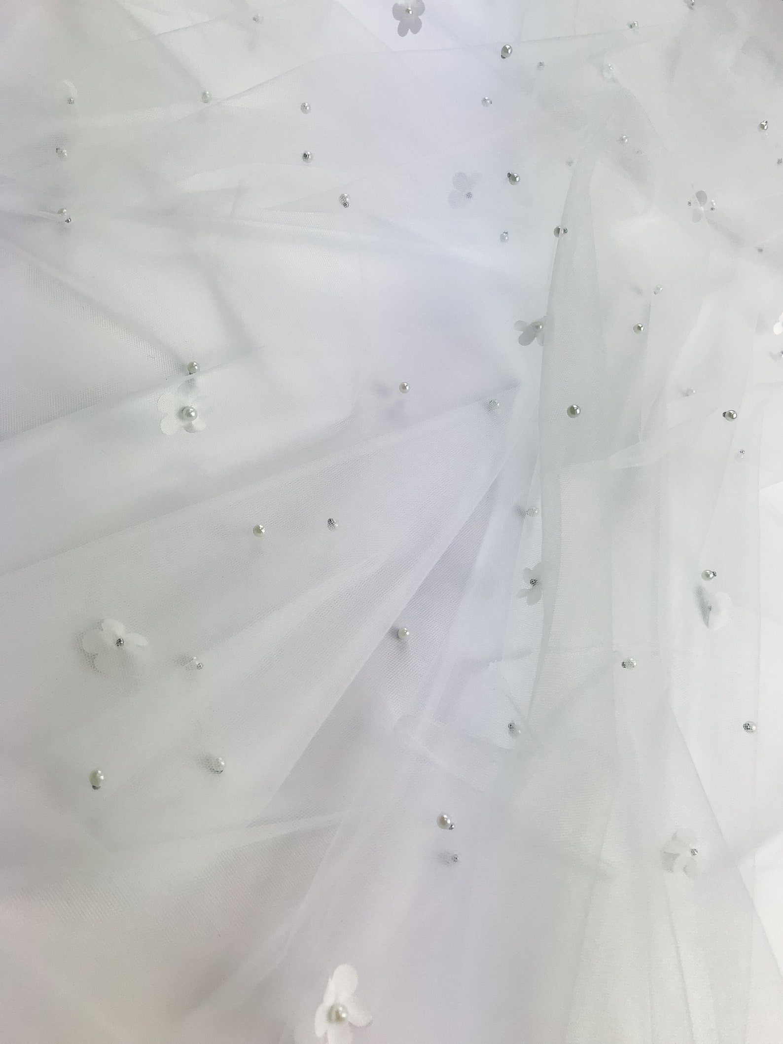 Tulle with pearls and flowers Floral tulle mesh tulle fabric | Etsy