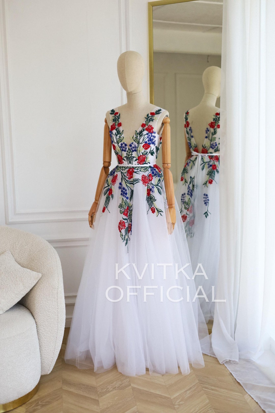 Colorful Wedding Dress With Detachable Sleeves, Colored Wedding Gown ...