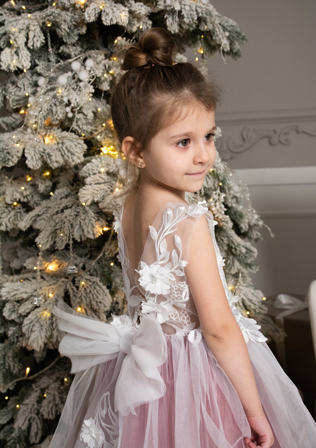 Flower Girl Dress Traingirl Ball Gownivory Flower Girl Etsy