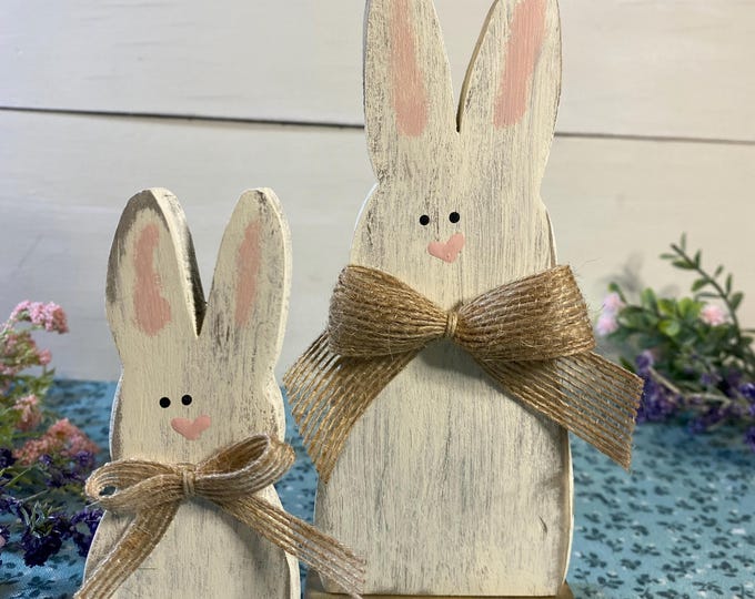 Primitive Rustic Wood Easter Bunnies (set of 2) - Etsy