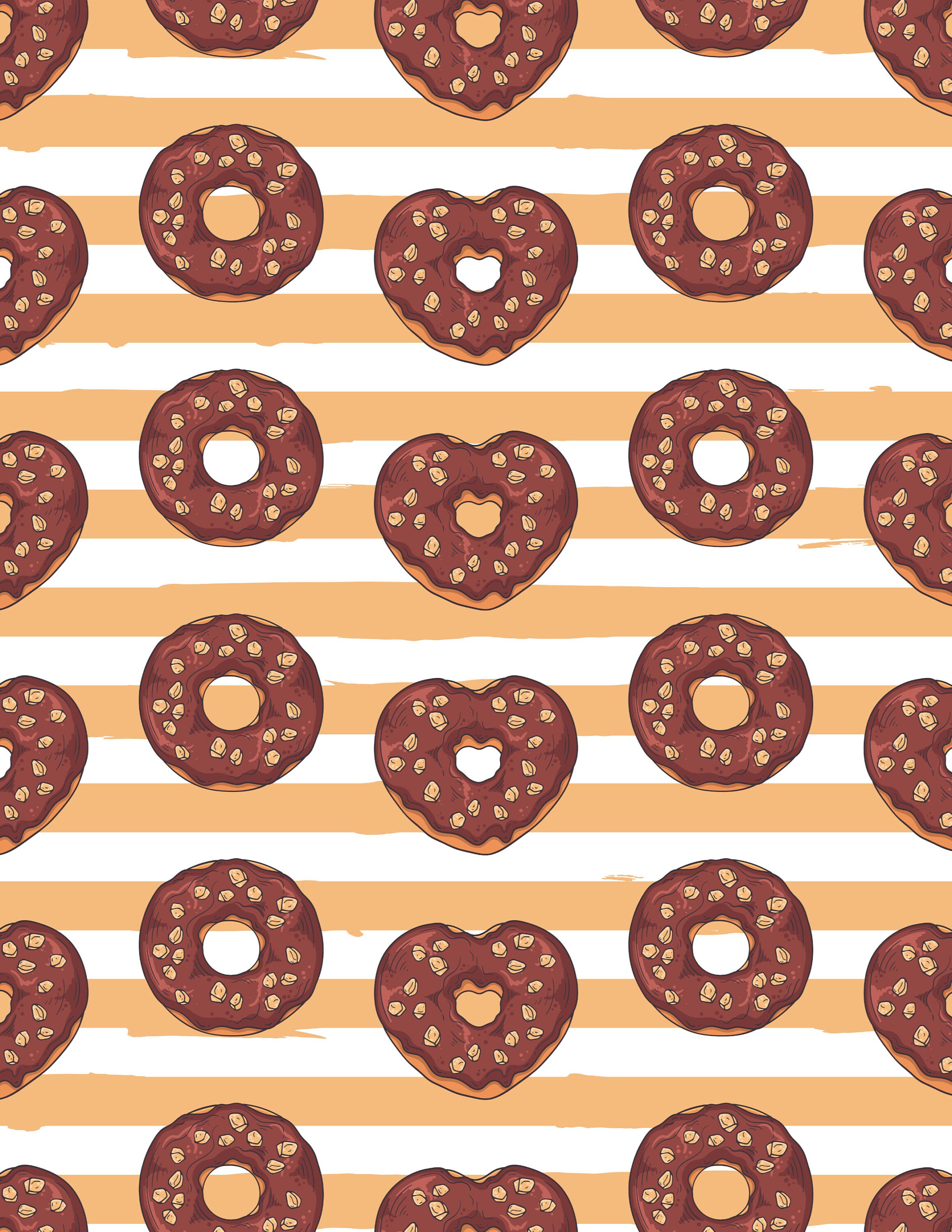 Donut Pattern Digital Paper Printable 8.5 X 11 Inches Scrapbook and ...