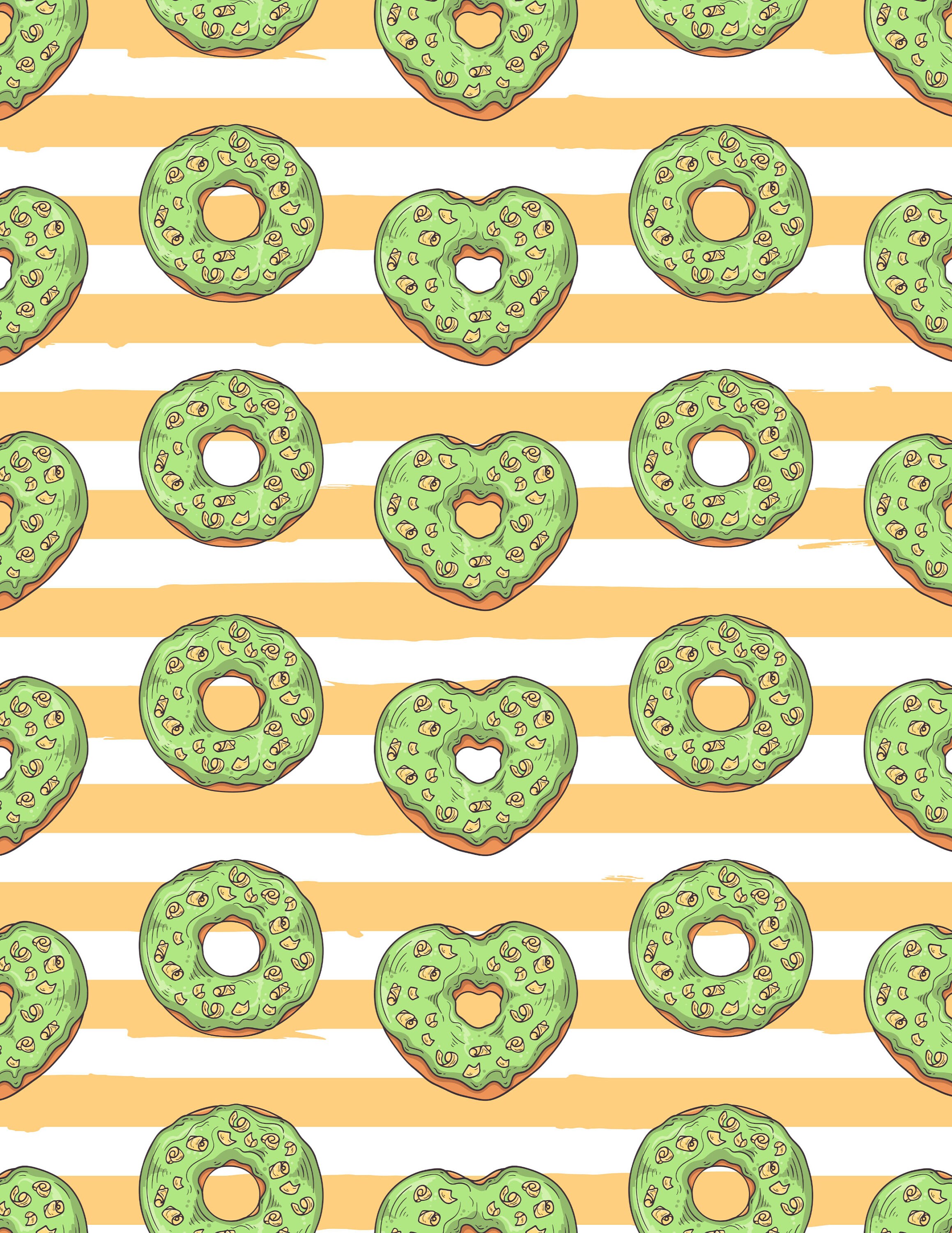 Donut Pattern Digital Paper Printable 8.5 X 11 Inches Scrapbook and ...