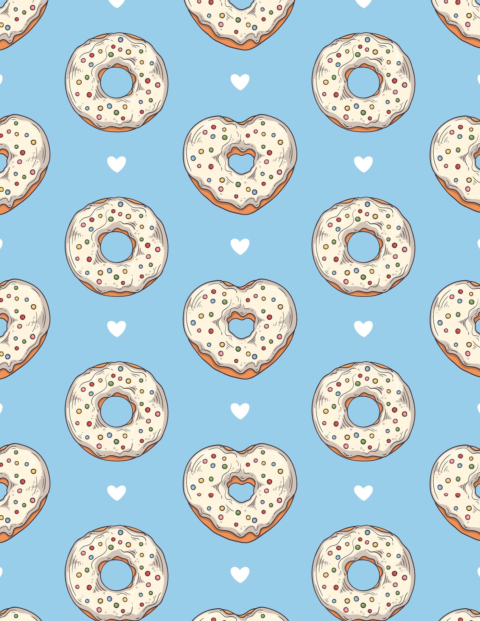 Donut Pattern Digital Paper Printable 8.5 X 11 Inches Scrapbook and ...