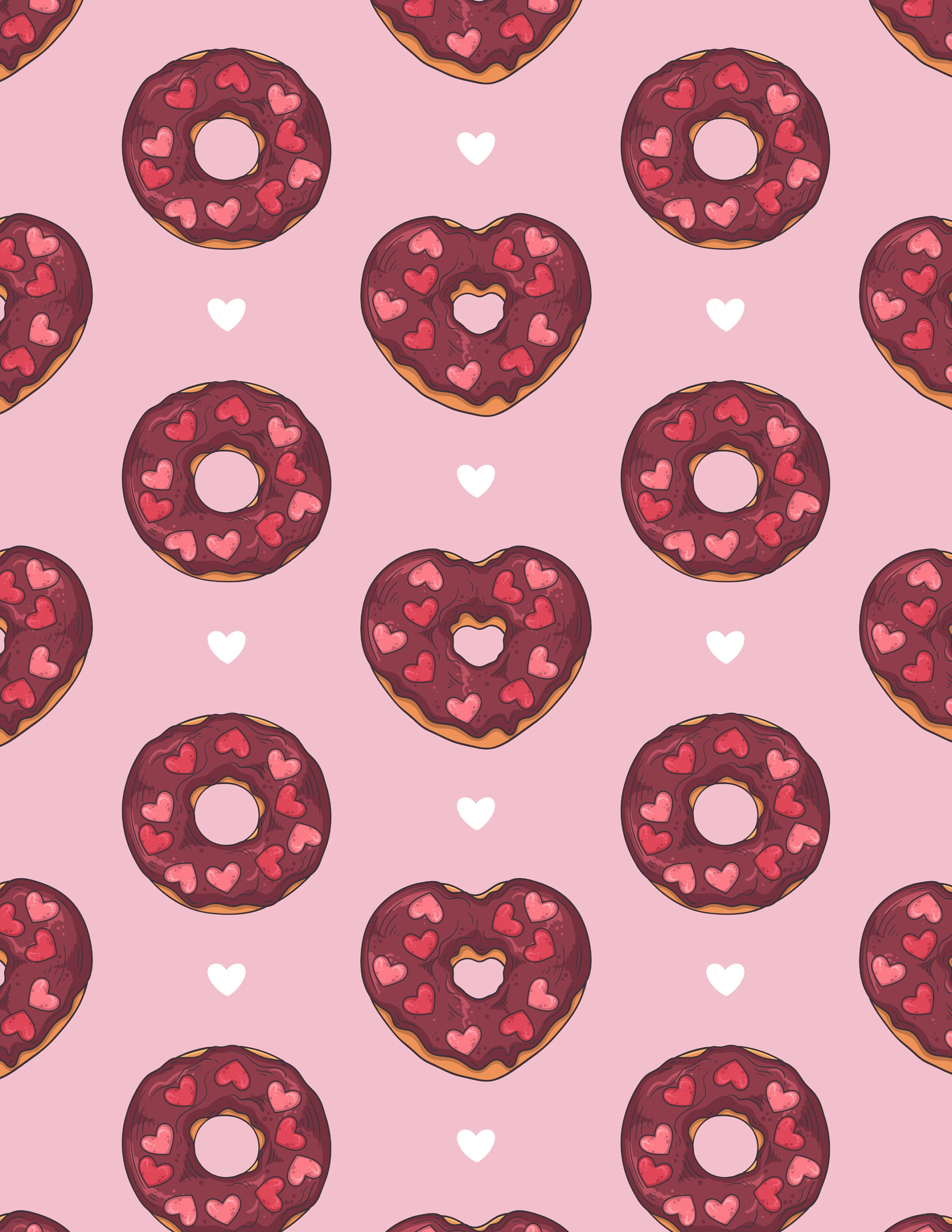 Donut Pattern Digital Paper Printable 8.5 X 11 Inches Scrapbook and ...