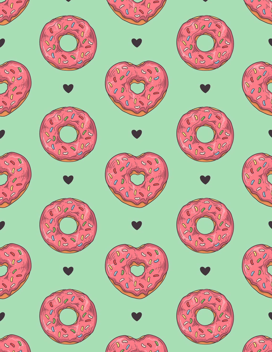 Donut Pattern Digital Paper Printable 8.5 X 11 Inches Scrapbook and ...