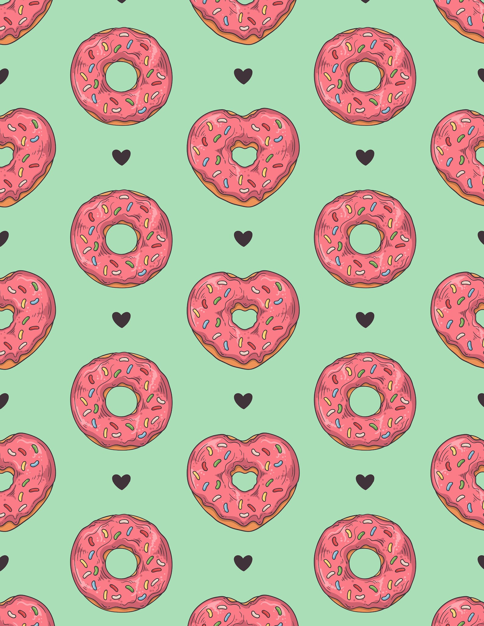 Donut Pattern Digital Paper Printable 8.5 X 11 Inches Scrapbook and ...