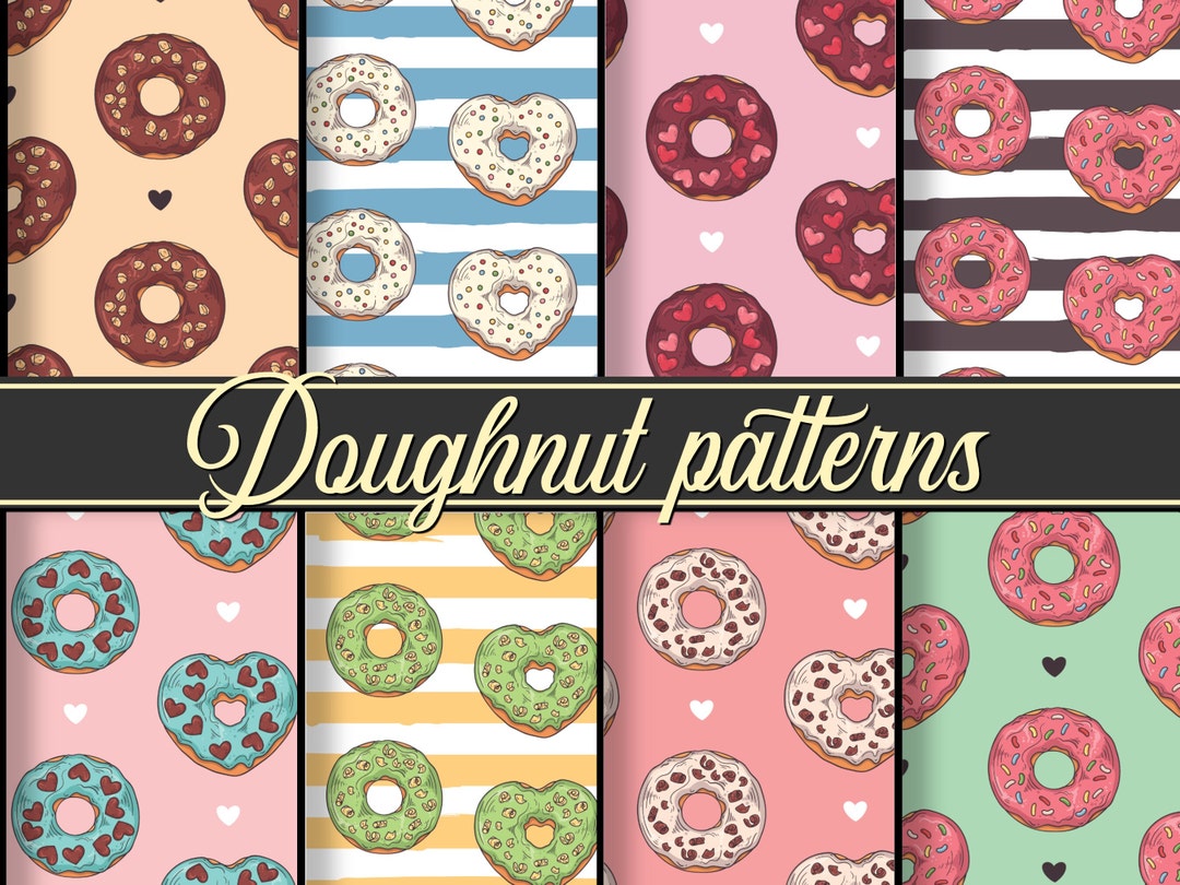 Donut Pattern Digital Paper Printable 8.5 X 11 Inches Scrapbook and ...