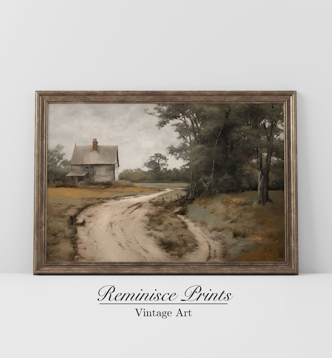 Country Road Landscape Painting Artwork Vintage Wall Art Digital ...
