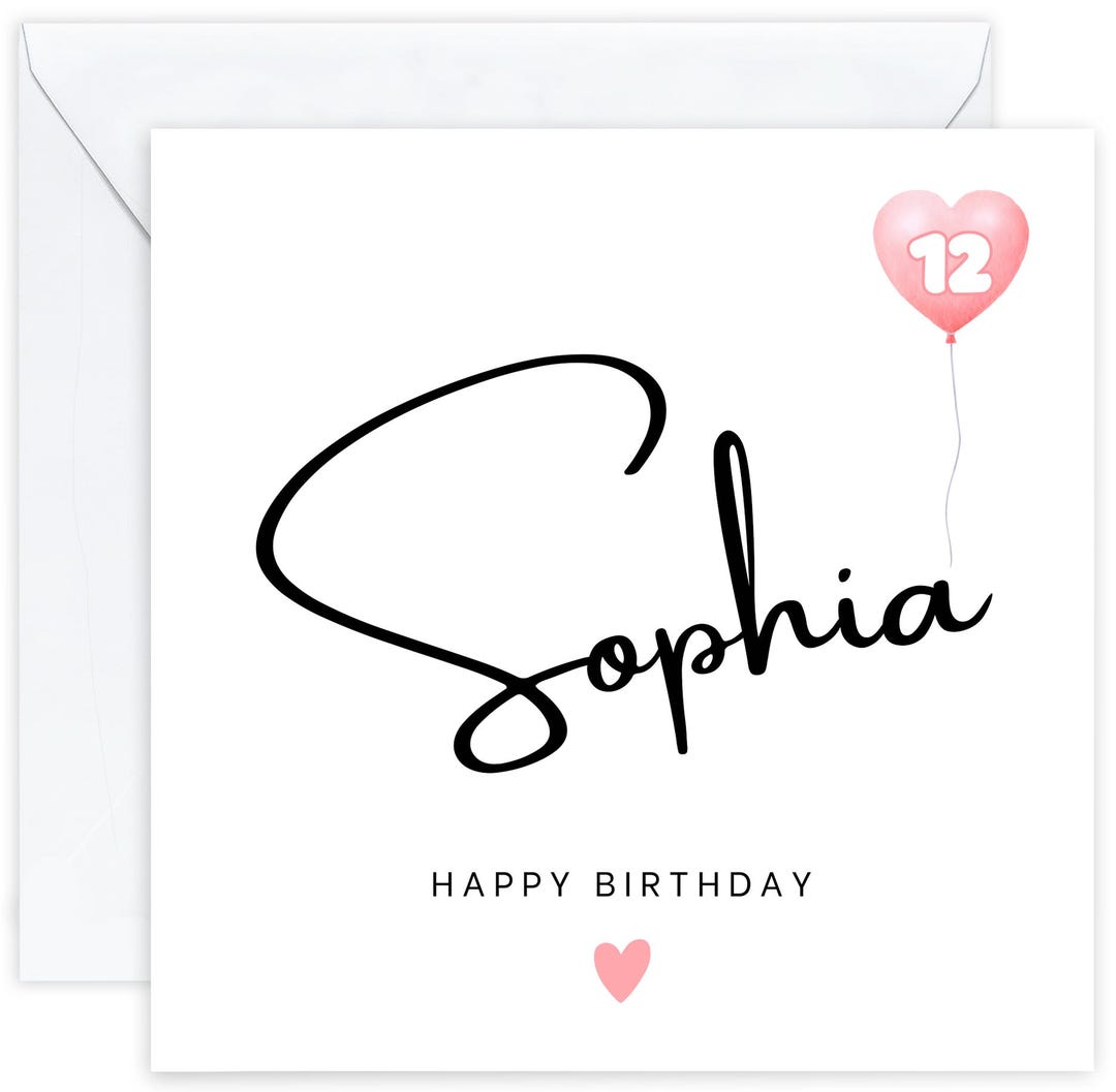 Personalised 12th Birthday Card – Custom Twelfth Birthday Card for 12 ...