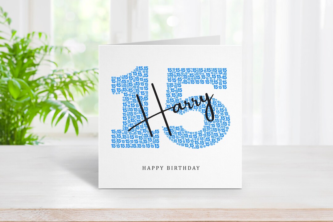 Personalised 15th Birthday Card - Fifteenth Birthday Card for 15 Year ...