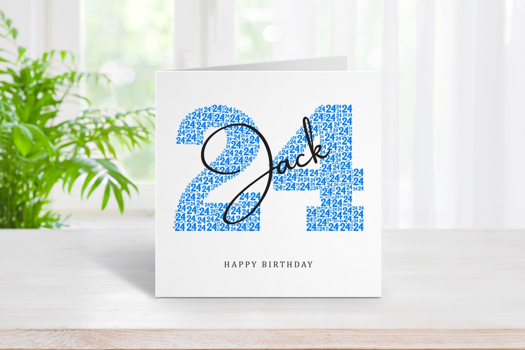 Personalised 24th Birthday Card - Twenty Fourth Birthday Card for 24 ...
