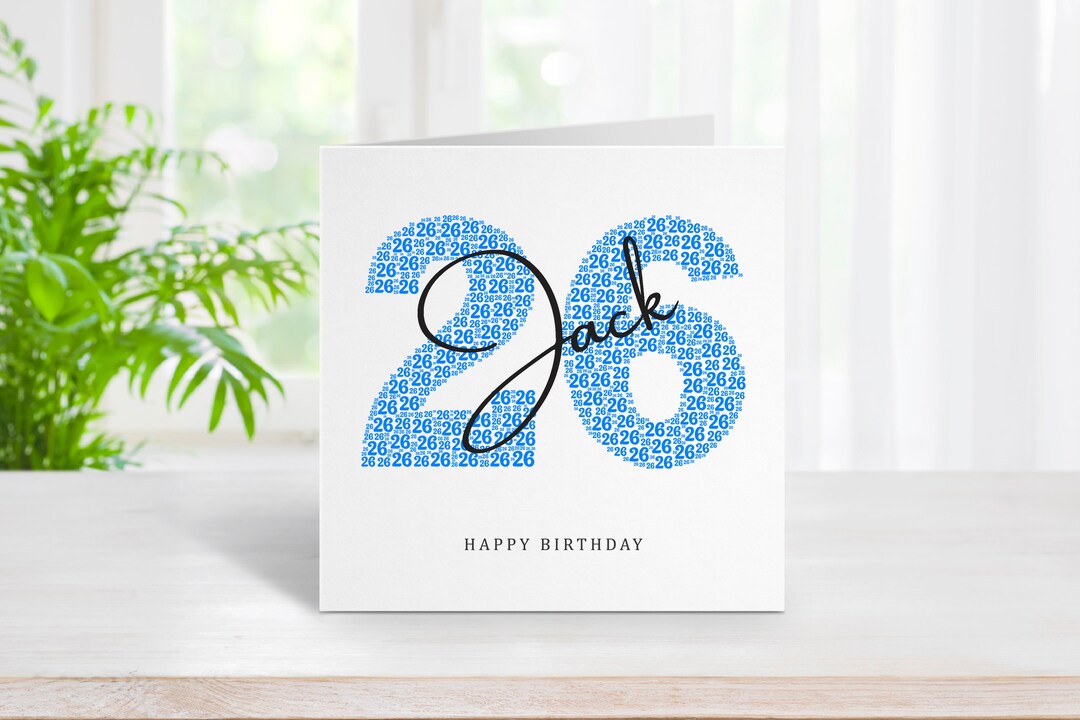 Personalised 26th Birthday Card - Twenty Sixth Birthday Card for 26 ...