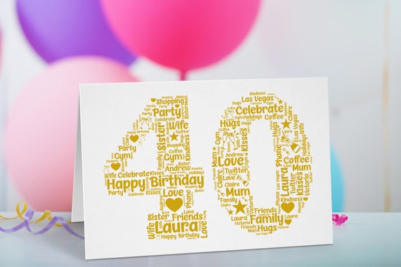 Personalised 40th Birthday Card Age Number Keepsake Unique - Etsy UK