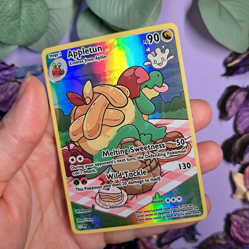 Fanmade Holo Trading Cards Lechonk and Appletun Pokemon - Etsy