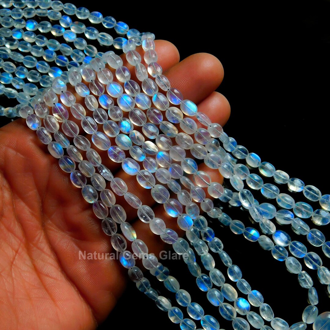 Natural Rainbow Moonstone Oval Shape Beads, Flashy Rainbow Moonstone ...