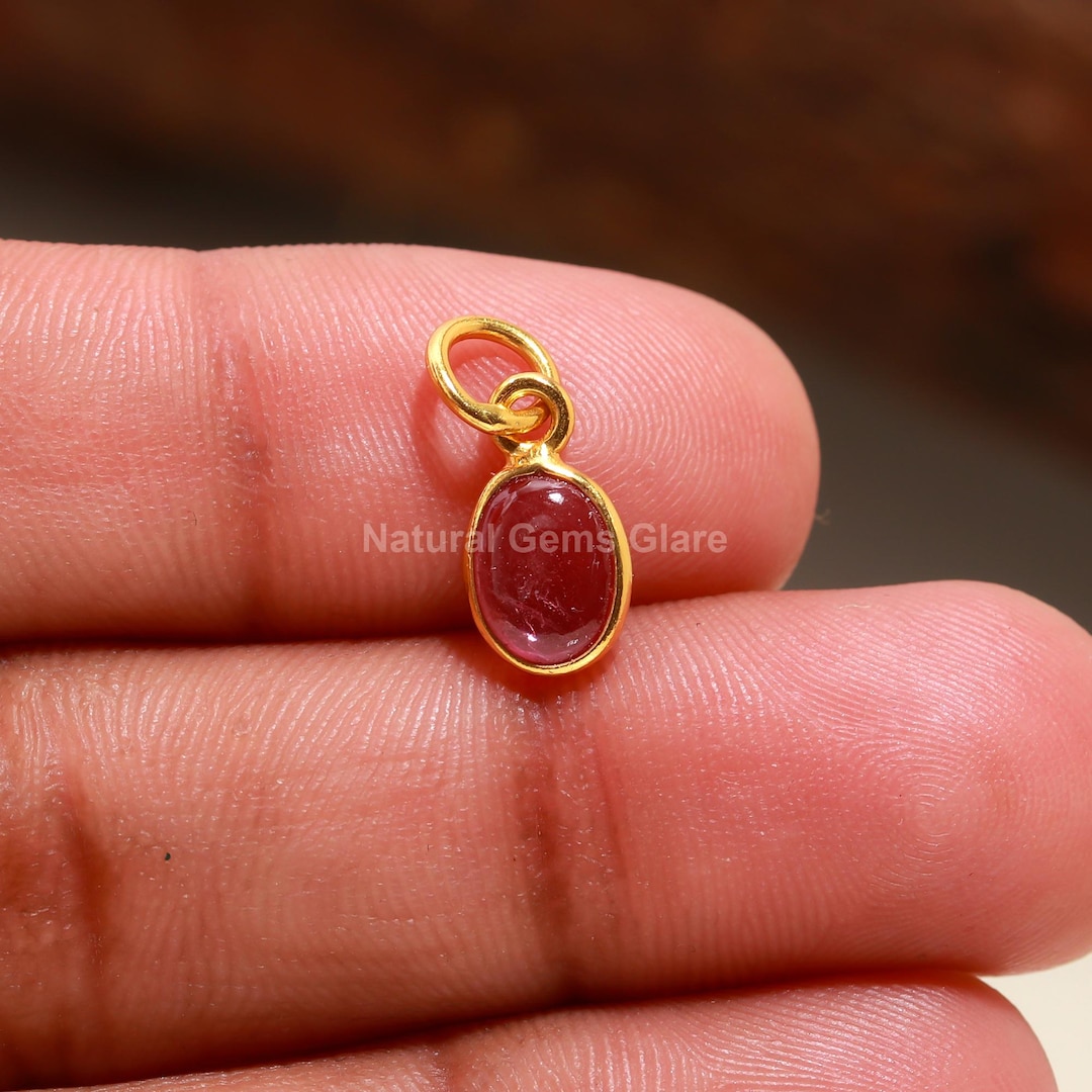 Natural Ruby Gold Charm, 14 K Gold Charm Pendant, Red Ruby Gold Tiny ...