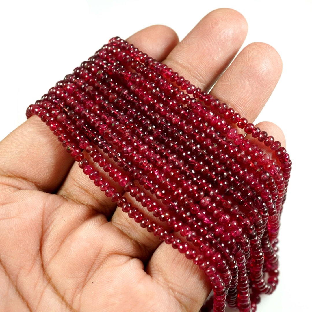 Natural Red Spinel-smooth Plain 3mm Rondelle Beads-strands Handmade ...