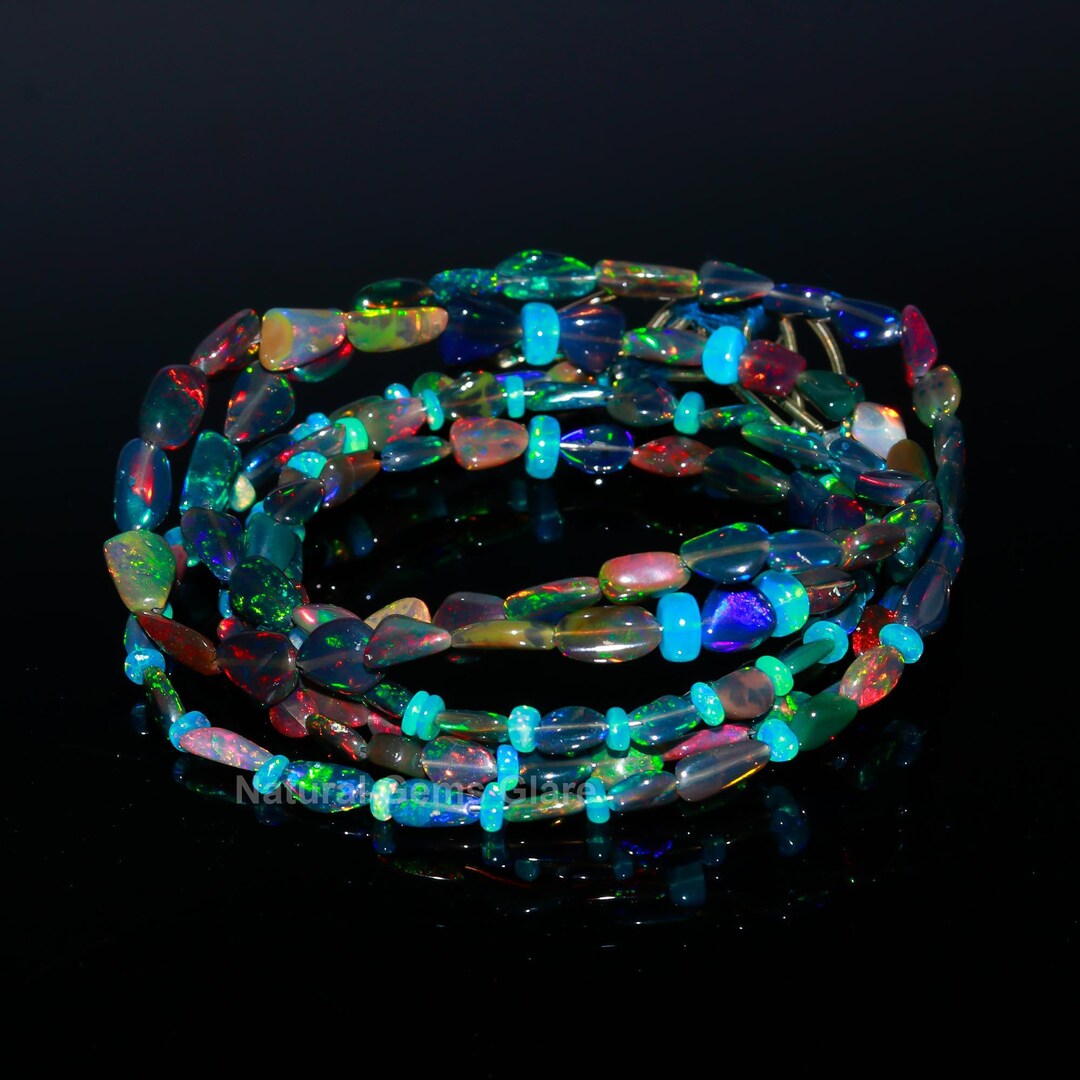 AAA+ Ethiopian Black Opal Smooth Nuggets Shape Ethiopian Opal Bead ...