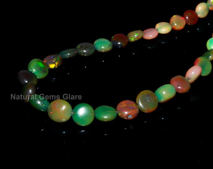 AAA+ Ethiopian Black Opal Smooth Button Shape Ethiopian Opal Bead Black ...