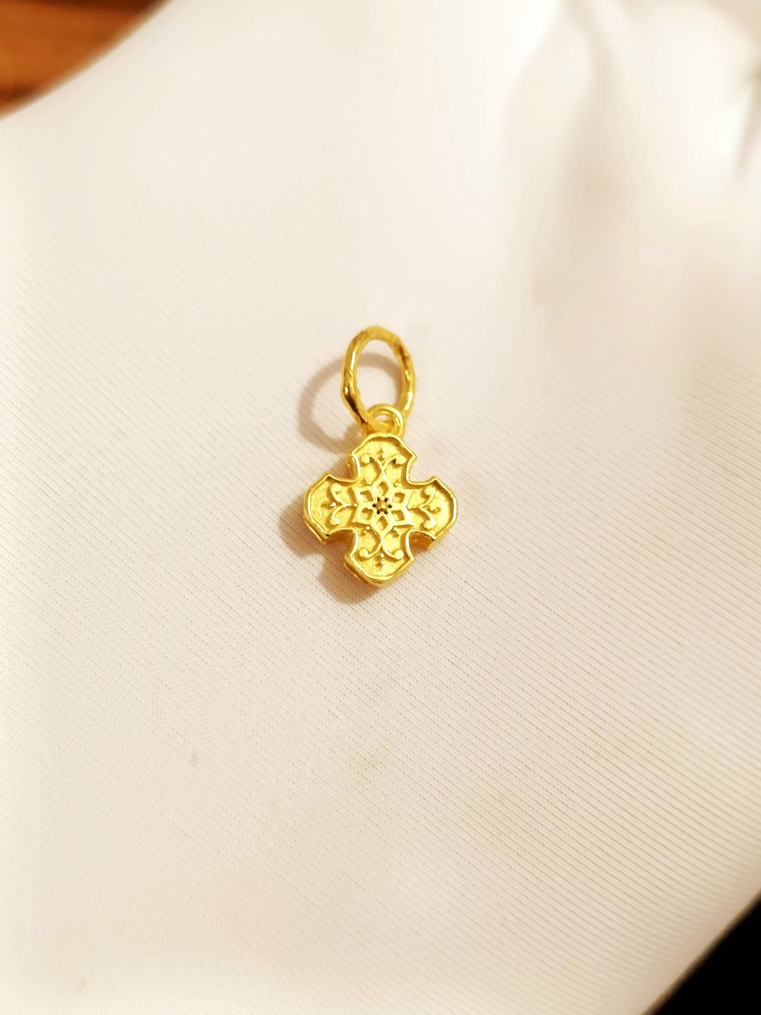 Tiny Cross 14 K Gold Charm, Gold Charm Pendant, Charm Tiny Necklace ...