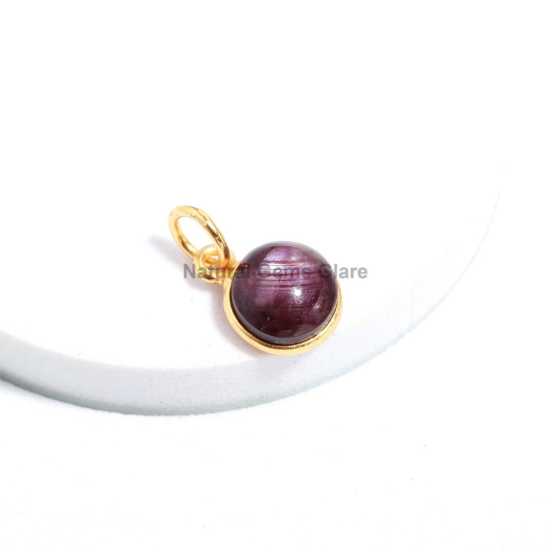 Star Red Ruby 14k Gold Pendant | July Birthstone Charm | Natural Star ...