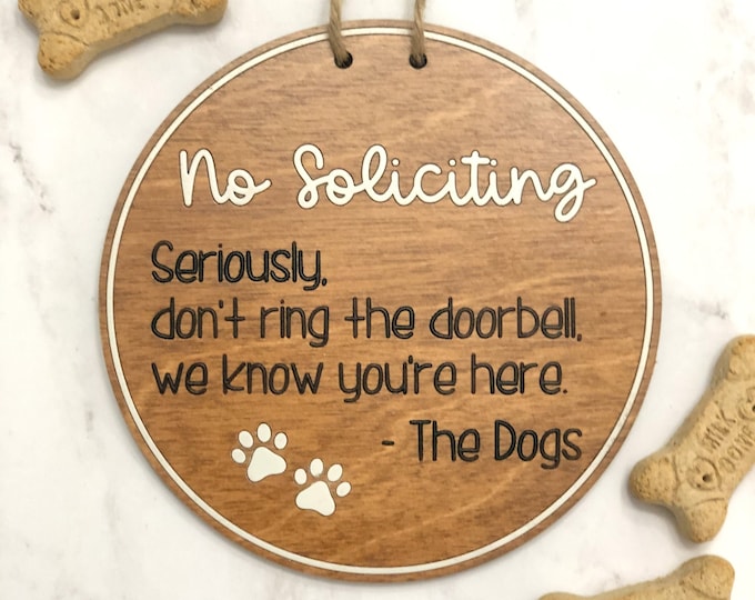 No Soliciting 5" Round Sign - Hand Painted / Pet No Soliciting Sign ...