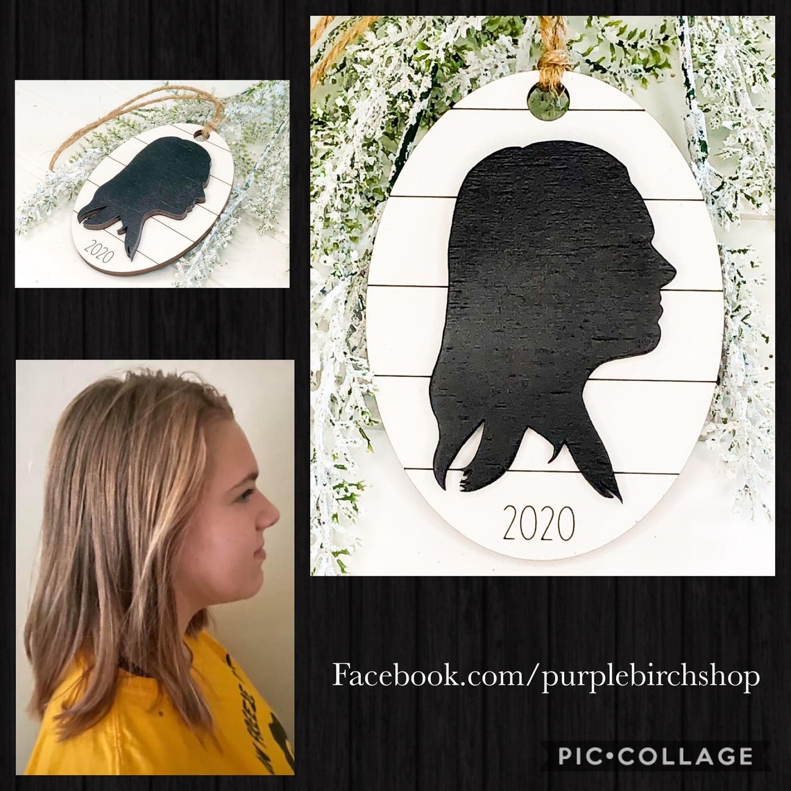 Custom Silhouette/profile Wood Ornament, Keepsake Shadow Christmas ...