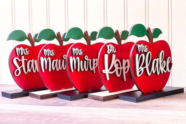 Personalized Apple Name Plate Teacher Name Plate Back to - Etsy