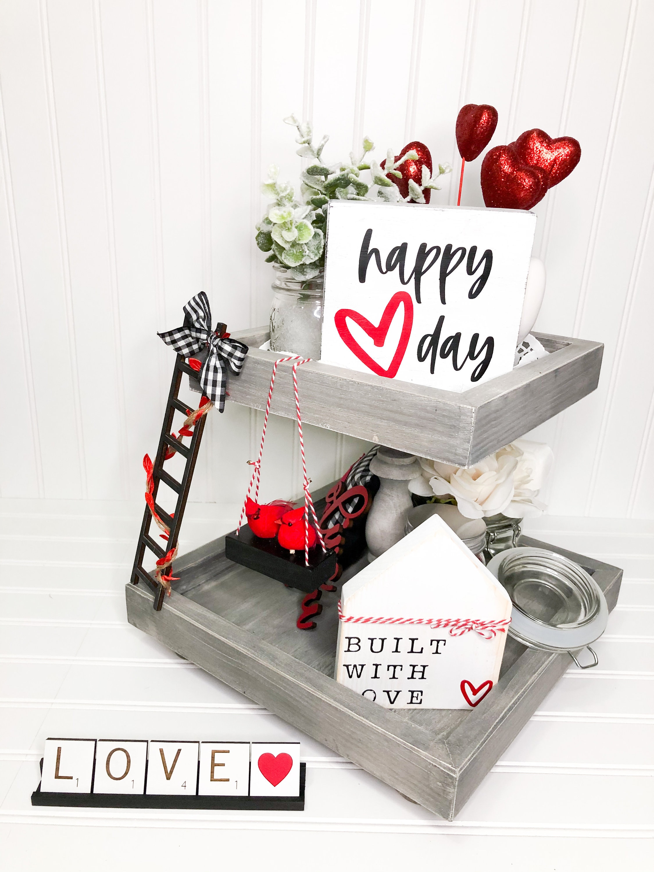 7 Piece Valentine's Day Set / Love Décor Bundle, Romantic Tiered Tray ...