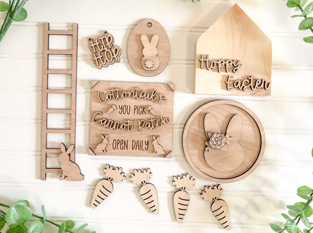 DIY Easter Theme Tiered Tray Sign Bundle, Craft Night Sign Set, Great ...