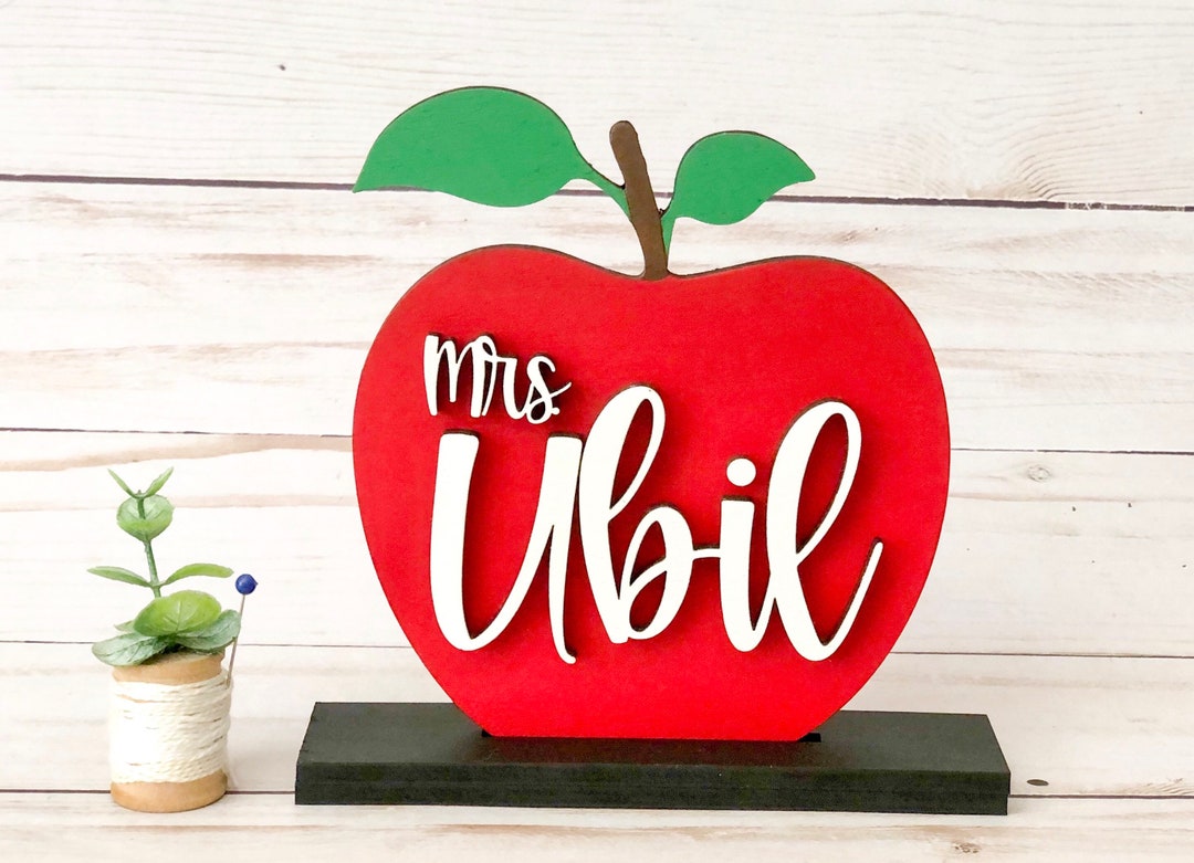 Personalized Apple Name Plate, Teacher Name Plate, Back to School ...