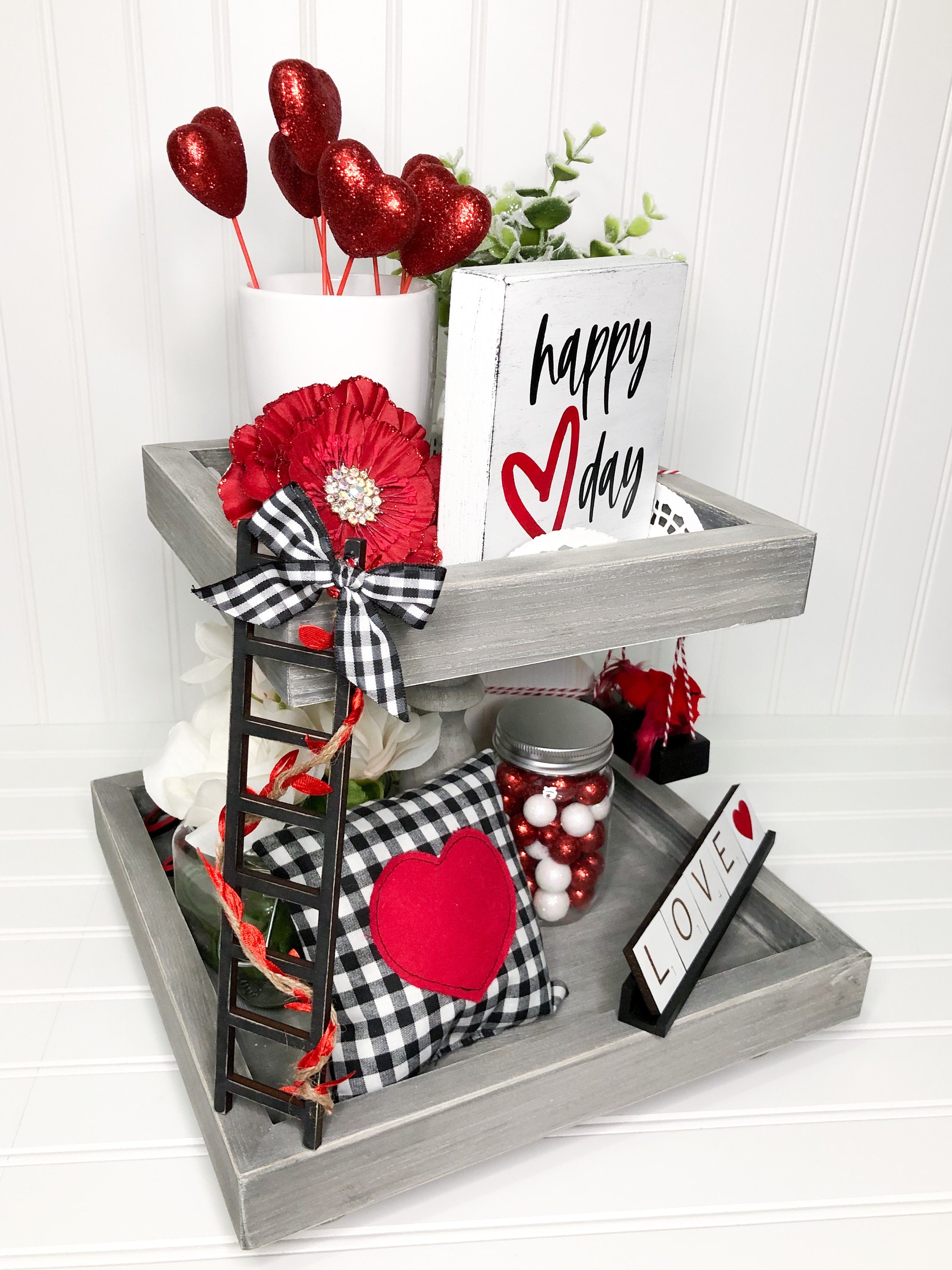 7 Piece Valentine's Day Set / Love Décor Bundle, Romantic Tiered Tray ...