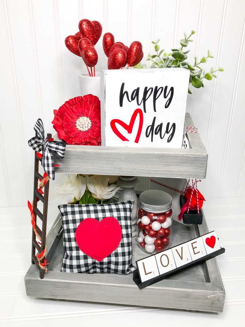7 Piece Valentine's Day Set / Love Décor Bundle, Romantic Tiered Tray ...
