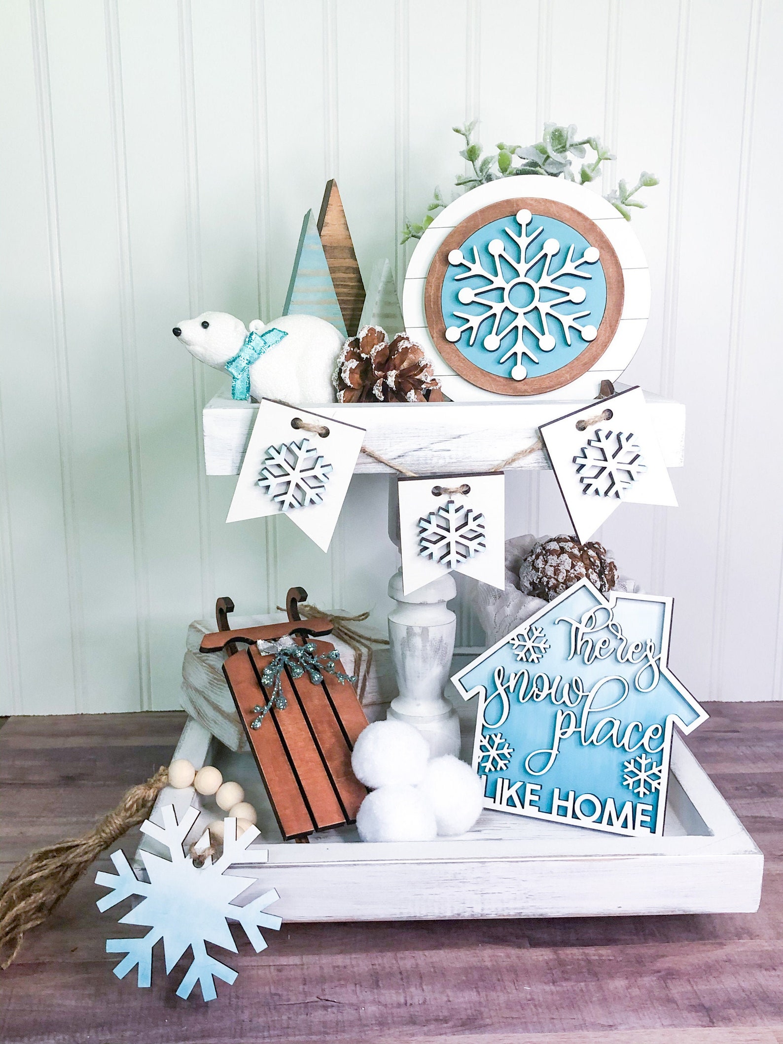 7 Piece Winter Decor Bundle Snowflake Tiered Tray Decoration - Etsy