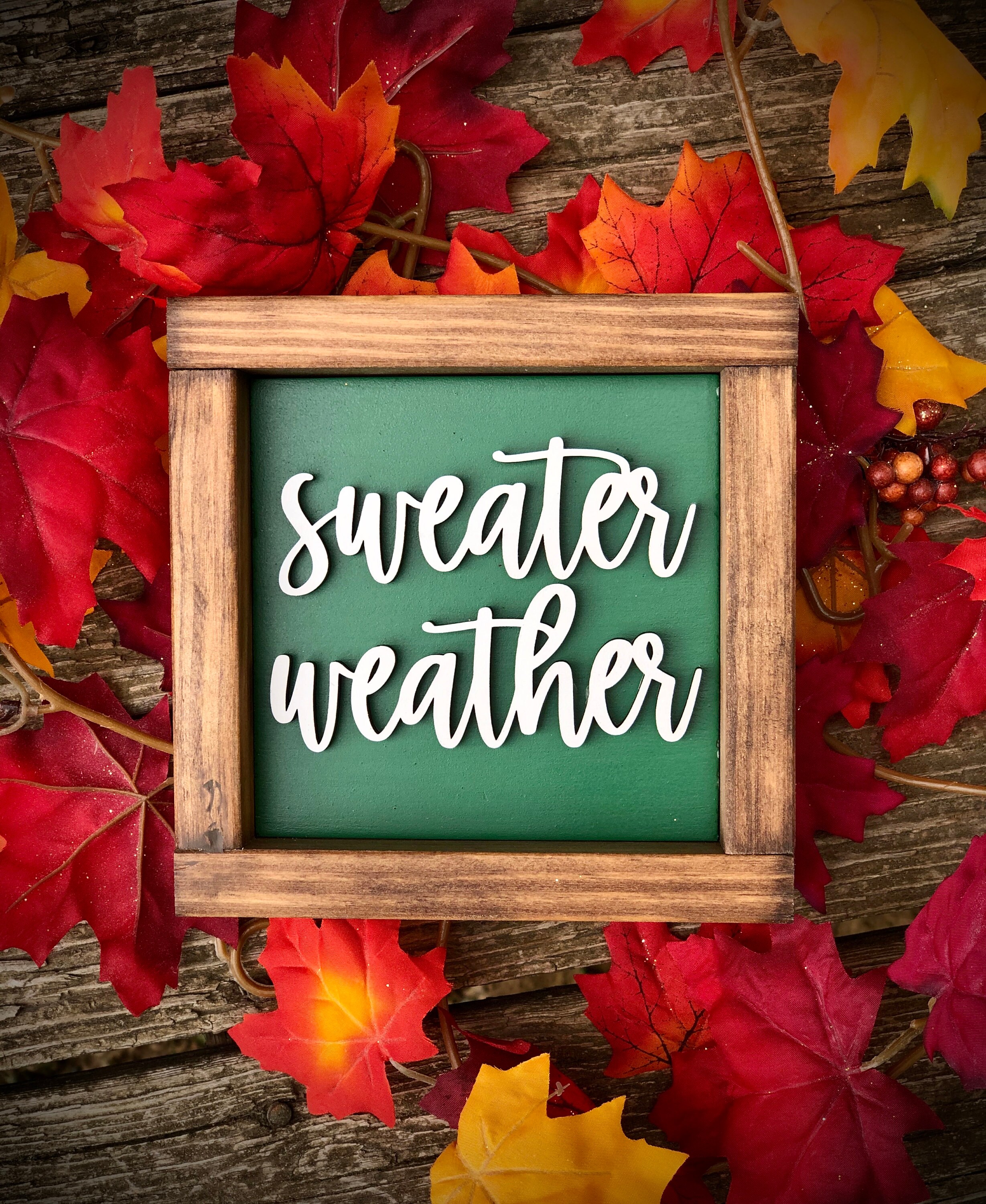 Sweater Weather Framed Wood Sign 6.5x6.5 Shelf | Etsy