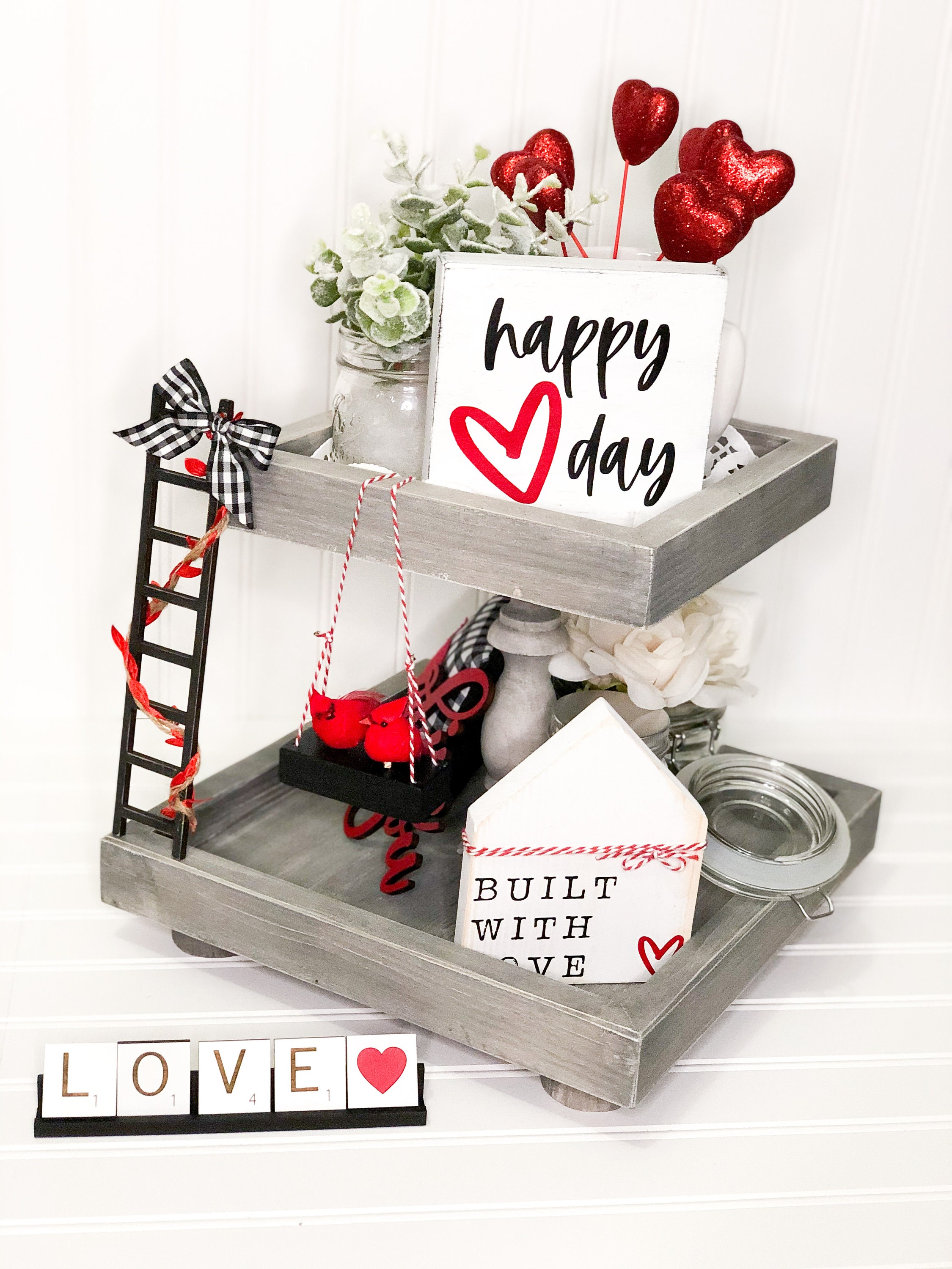 7 Piece Valentine's Day Set / Love Décor Bundle, Romantic Tiered Tray ...