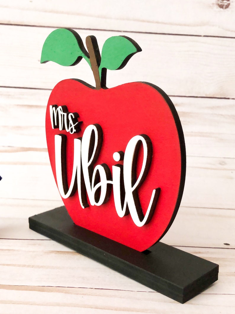 Personalized Apple Name Plate Teacher Name Plate Back to - Etsy