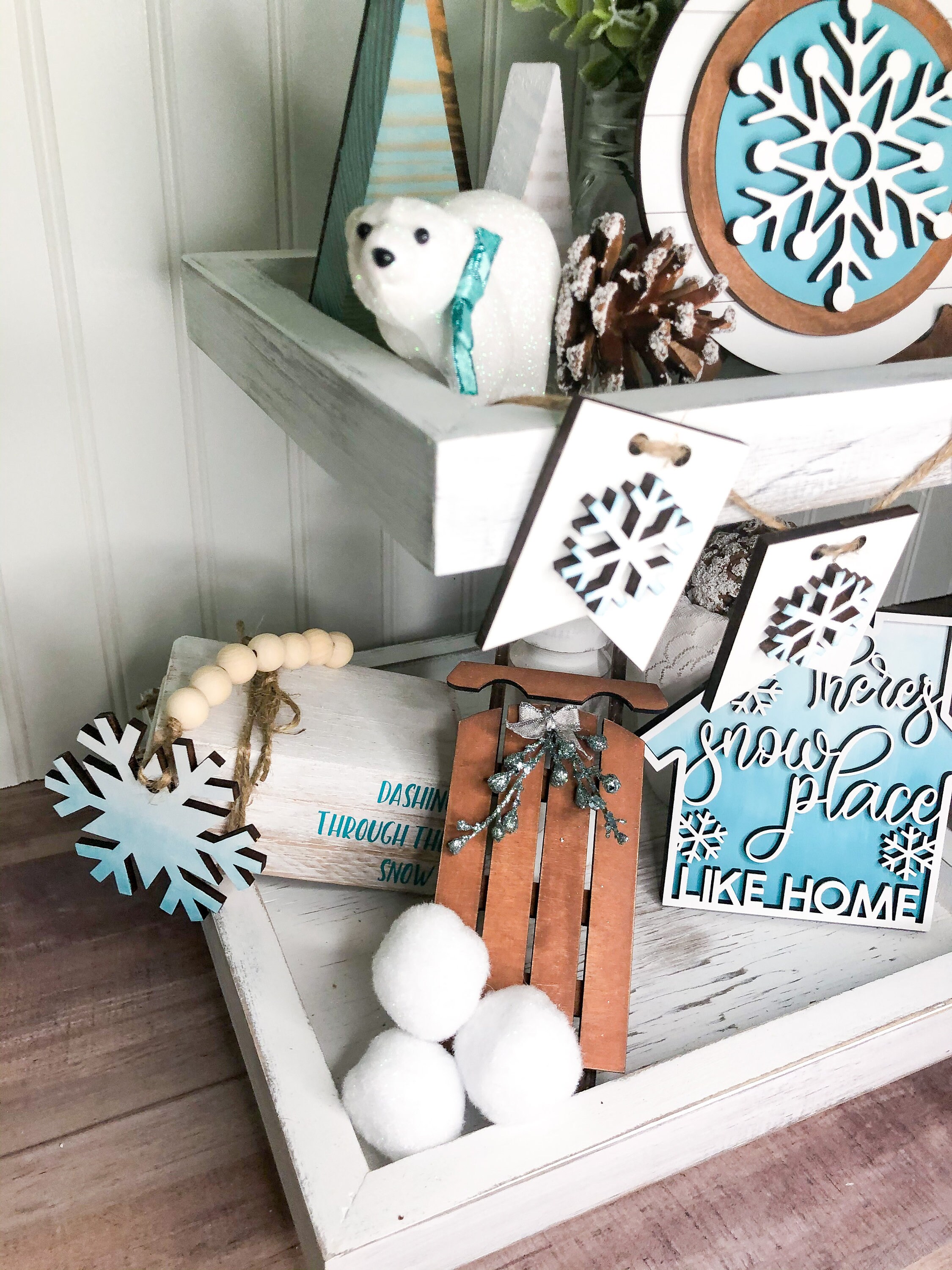 7 Piece Winter Decor Bundle Snowflake Tiered Tray Decoration - Etsy