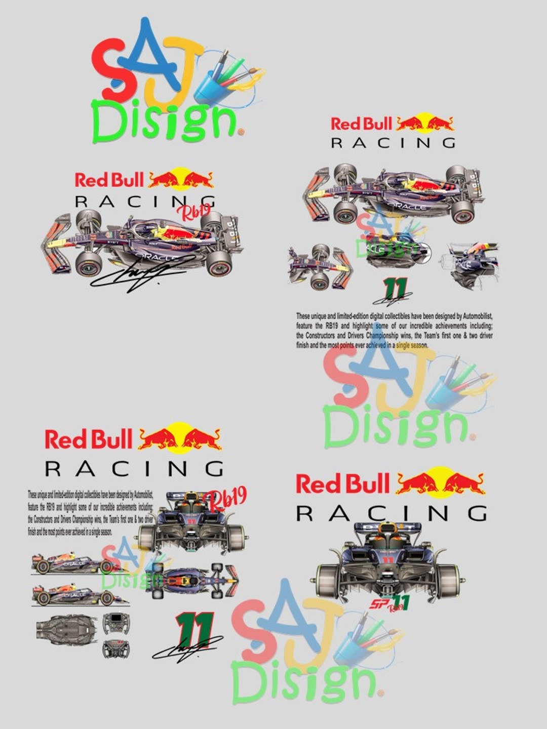 Two Red Bull Rb19 Design in .PNG - Etsy